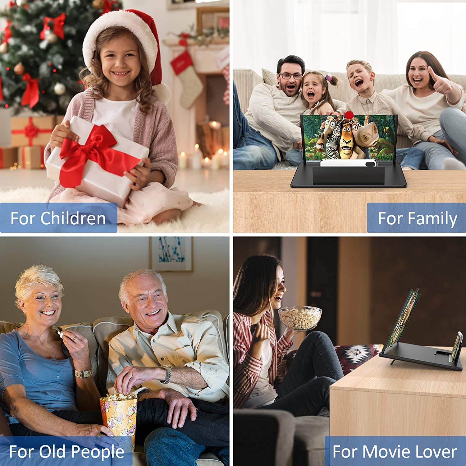 14" Screen Magnifier – 3D HD Cell Phone Magnifing Screen Enlarger Projector for Movies Videos and Gaming – Foldable Phone Stand Holder with Screen Amplifier Compatible with All Smartphones