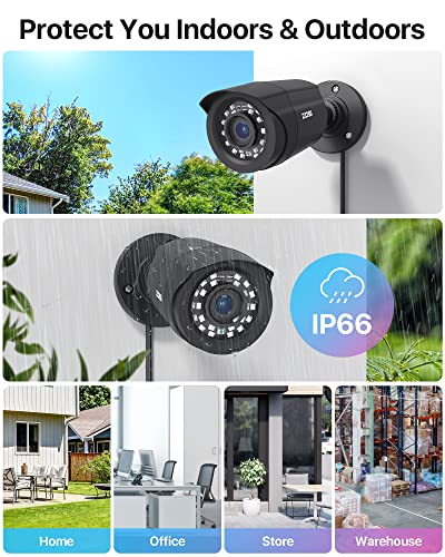 ZOSI H.265+1080p Home Security Camera System Outdoor, 5MP Lite 8 Channel CCTV DVR Recorder with Hard Drive 1TB and 8 x 1080p Surveillance Bullet Camera with 80ft Night Vision, Motion Detection