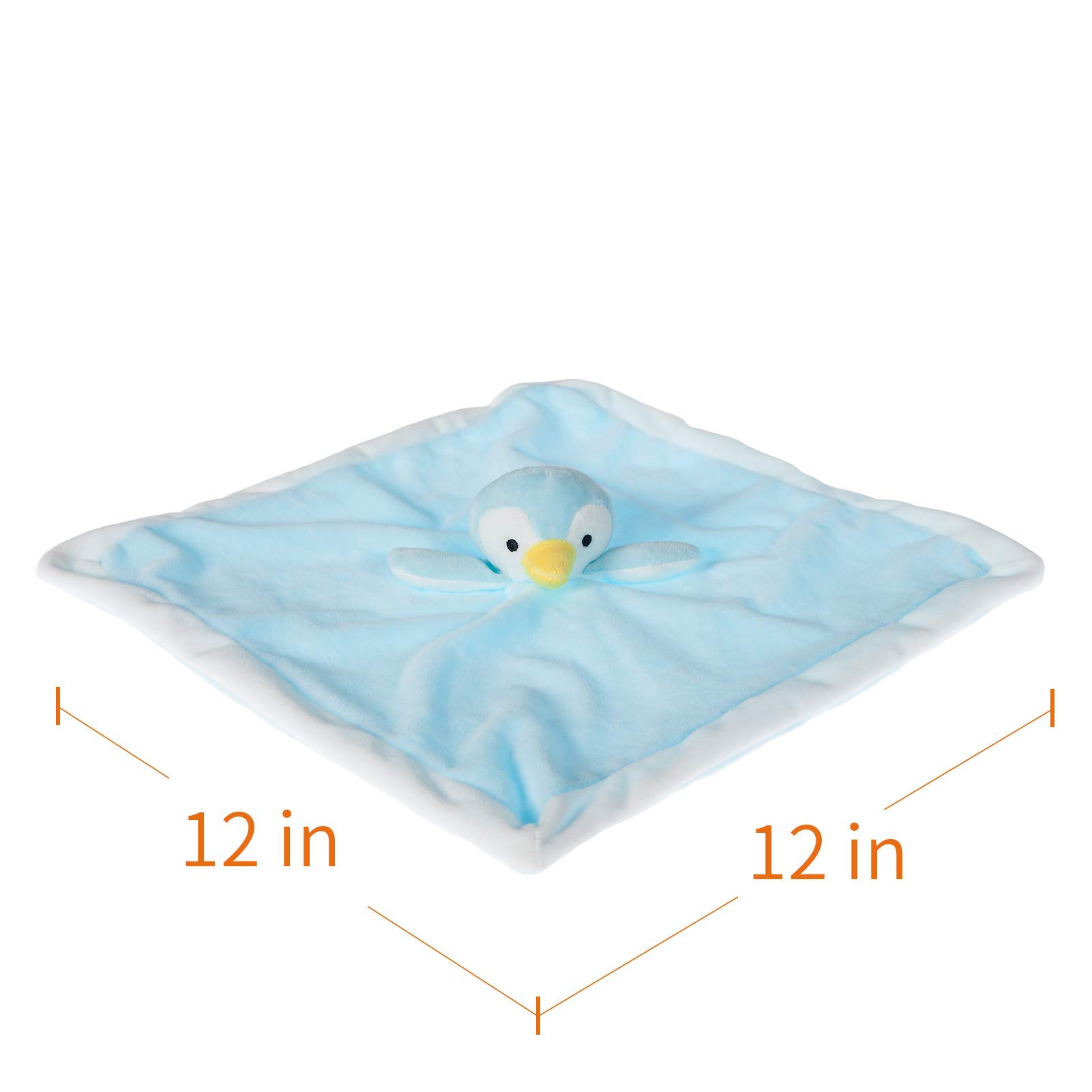 Apricot Lamb Luxury Snuggle Plush Cute Penguin Infant Stuffed Animals Security Blanket Nursery Character Blanket (Blue Penguin, 14 Inches)