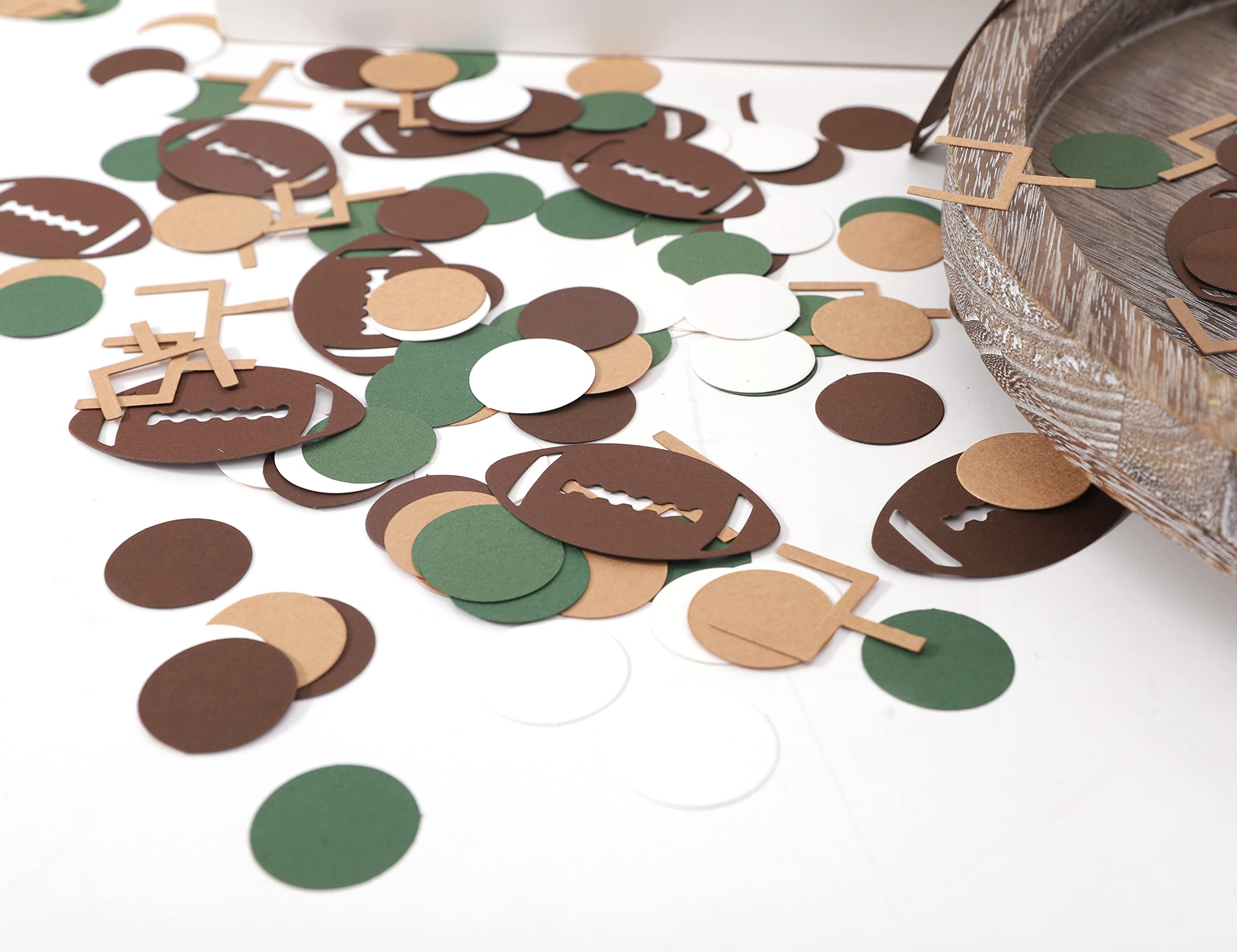210 Pieces Football Party Table Confetti - First Year Dow,Baby Shower Sport Game Day Party Supplies,Superbowl Party Decorations,First Touch Down,Baby Boy,Brown Olive,First Year Down Football Birthday