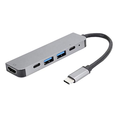 Not Easy to Damage Portable Durable Type‑C Hub Long Service Life High Definition Aluminum Alloy Materialf Expansion Dock for Mobile Phone
