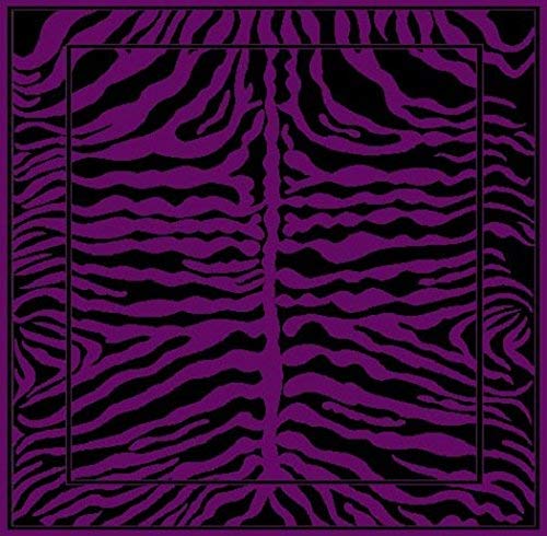 Animal Print Zebra Skin Area Rugs Exotic Striped African Contemporary Purple Black Carpet (5’ 3” X 7’ 5”)