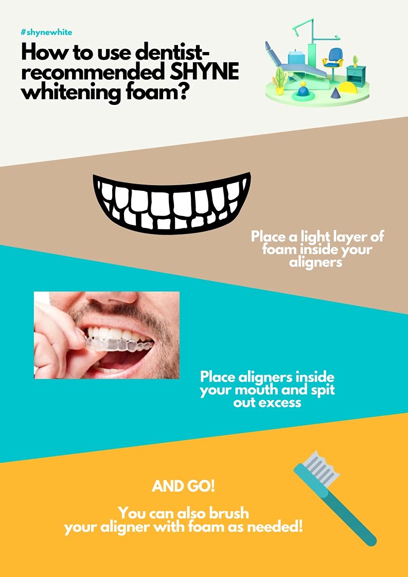 SHYNE Whitening Foam - Aligner Cleaner, Retainer Cleaner, Whitens Teeth and Cleans Dental appliances, Freshens Breathe. Great for Invisalign, ClearCorrect, Byte, Candid
