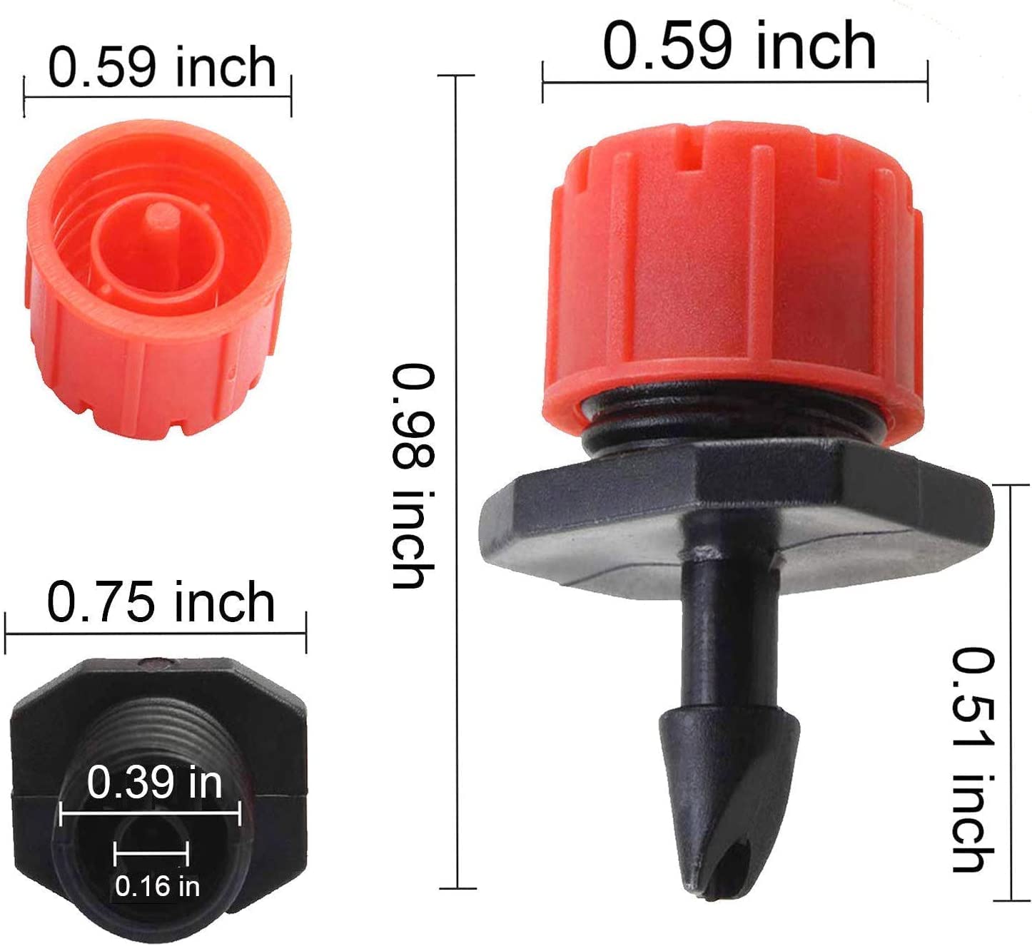 100 pcs 360 Degree Adjustable Irrigation Drippers Sprinklers 1/4 Inch Emitters Drip Watering System for Drip Irrigation