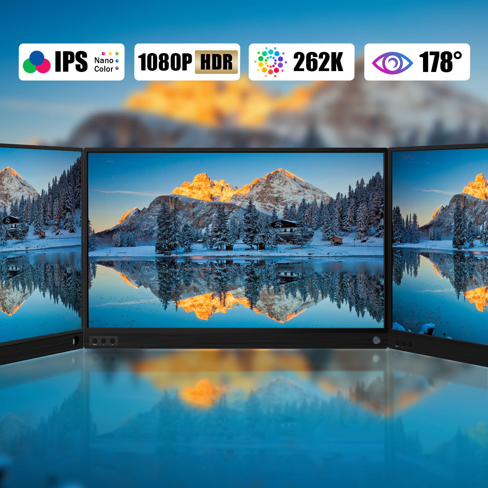 ZEUSLAP 15.6 Inch Portable Monitor, 1920x1080 Full HD IPS Portable Screen with HDMI+USB-C Ports for Laptop/MacBook Pro/PC/Switch/Xbox/PS4/Smartphone, Including Smart Cover (Common