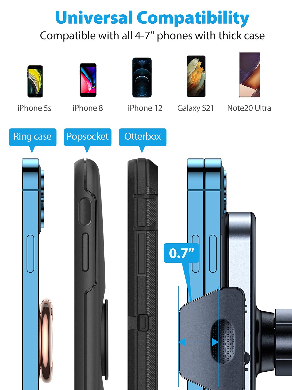 VICSEED [Military Certified] Car Phone Holder Mount, [Strongest Grip & Won't Slip] Air Vent Cell Phone Holder Car Hands Free Easy Clamp Car Vent Phone Mount Fit for iPhone 13 Pro Max Mini All Phones