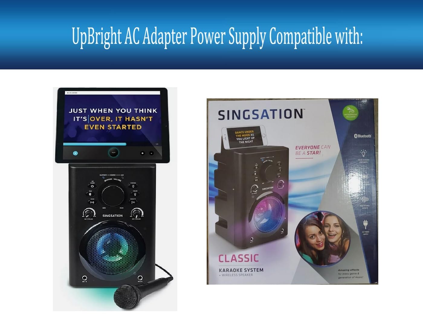 UpBright 15V AC/DC Adapter Compatible with Singsation SPKA30 SPKA30R SPKA30Q Karaoke System Machine Classic Bluetooth Speaker 808 Audio 15VDC 1A 14VDC Power Supply Cord Cable Battery Charger Mains PSU