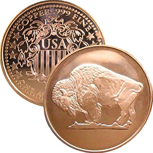 2011 Shield Back 1 oz .999 Pure Copper Round/Challenge Coin (Buffalo Design)
