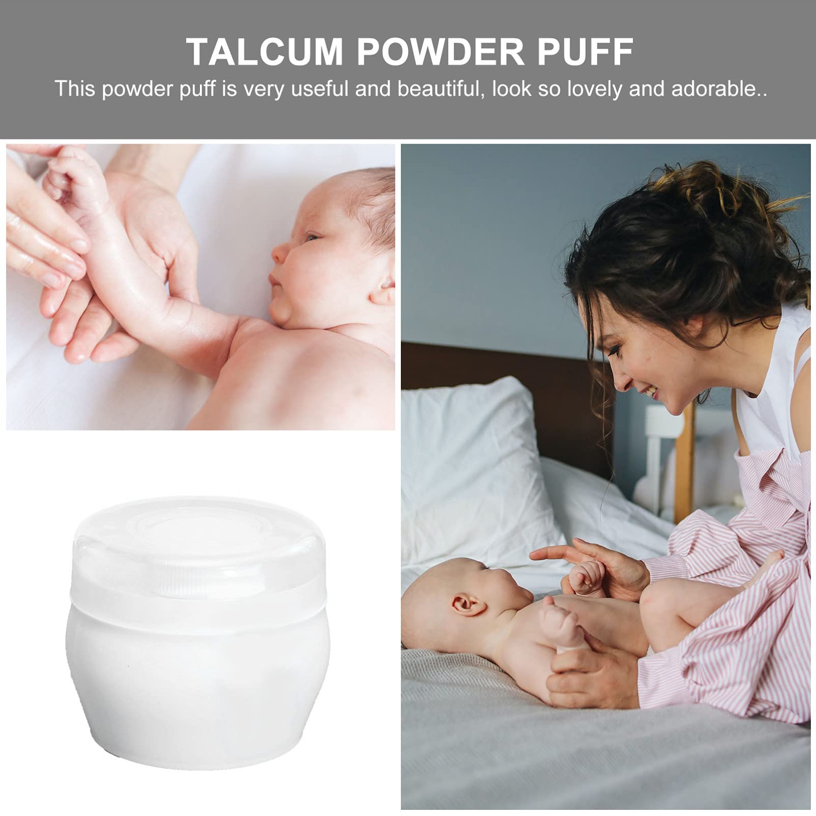 2 Sets Powder Puff Soft Face Body Powder Puff Sponge Box Case Comfortable After Shower Powder Puff Cosmetic Container for Newborn Use White