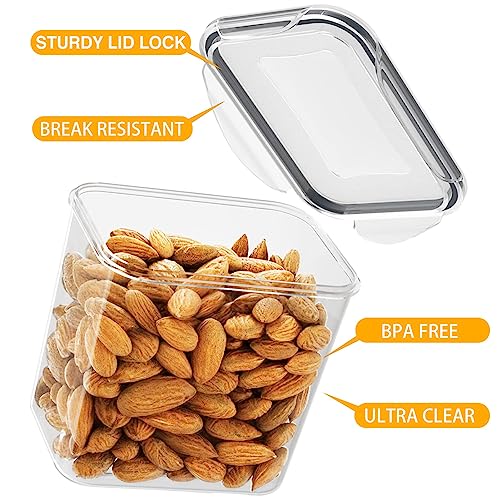 12 Pcs Airtight Food Storage Containers with Lids-Plastic Pantry Storage Containers-100% Leakproof Reusable Organization and Storage, BPA Free Clear Canisters for Cereal, Sugar, Rice, Pasta, and Flour