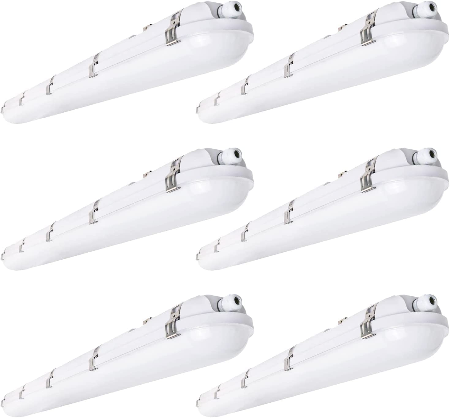 4FT LED Vapor Tight Lights, 60W/50W/40W Wattage Selectable, 3CCT 3000k-4000k-5000k Vapor Proof Light, 5200LM LED Shop Light for Warehouses Car Wash, Walk-in Freezer, 100-277V, UL&DLC Listed (6-Pack)