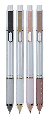 TUL Retractable Gel Pens, Medium Point, 0.7 mm, Pearl White Barrel, Black Ink, 12-Pack + 4 TUL Gel Pen Refills Bundle