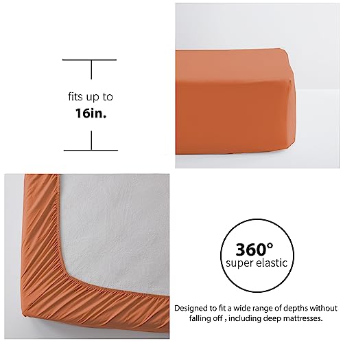 Anluoer Queen Comforter Set, Burnt Orange Boho Bed in a Bag 7 Pieces with Comforter and Sheets, All Season Bedding Sets with 1 Comforter, 2 PillowShams, 2 Pillowcases, 1 Flat Sheet, 1 Fitted Sheet