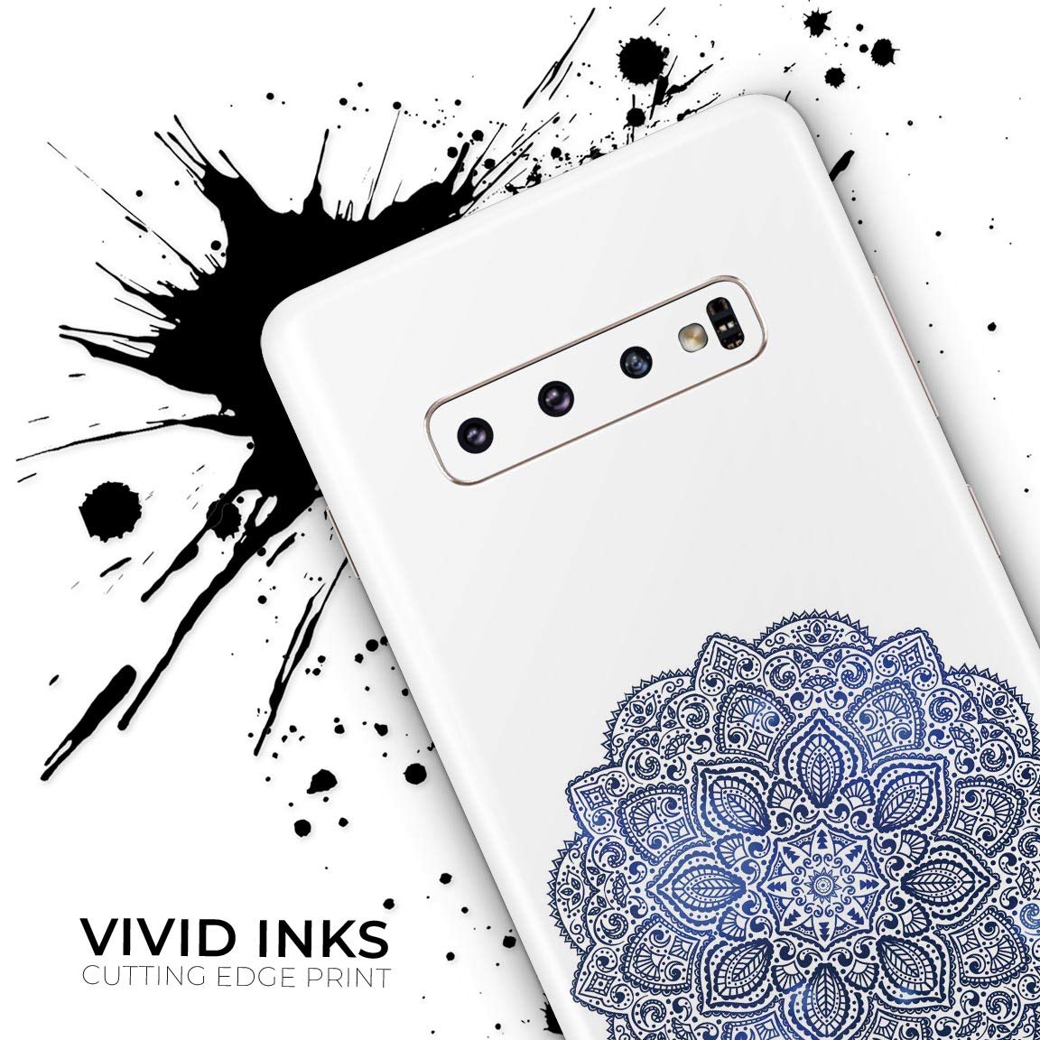 DesignSkinz Dark Blue Indian Ornament Protective Vinyl Decal Wrap Skin Cover Compatible with The Samsung Galaxy S20 (Screen Trim & Back Glass Skin)