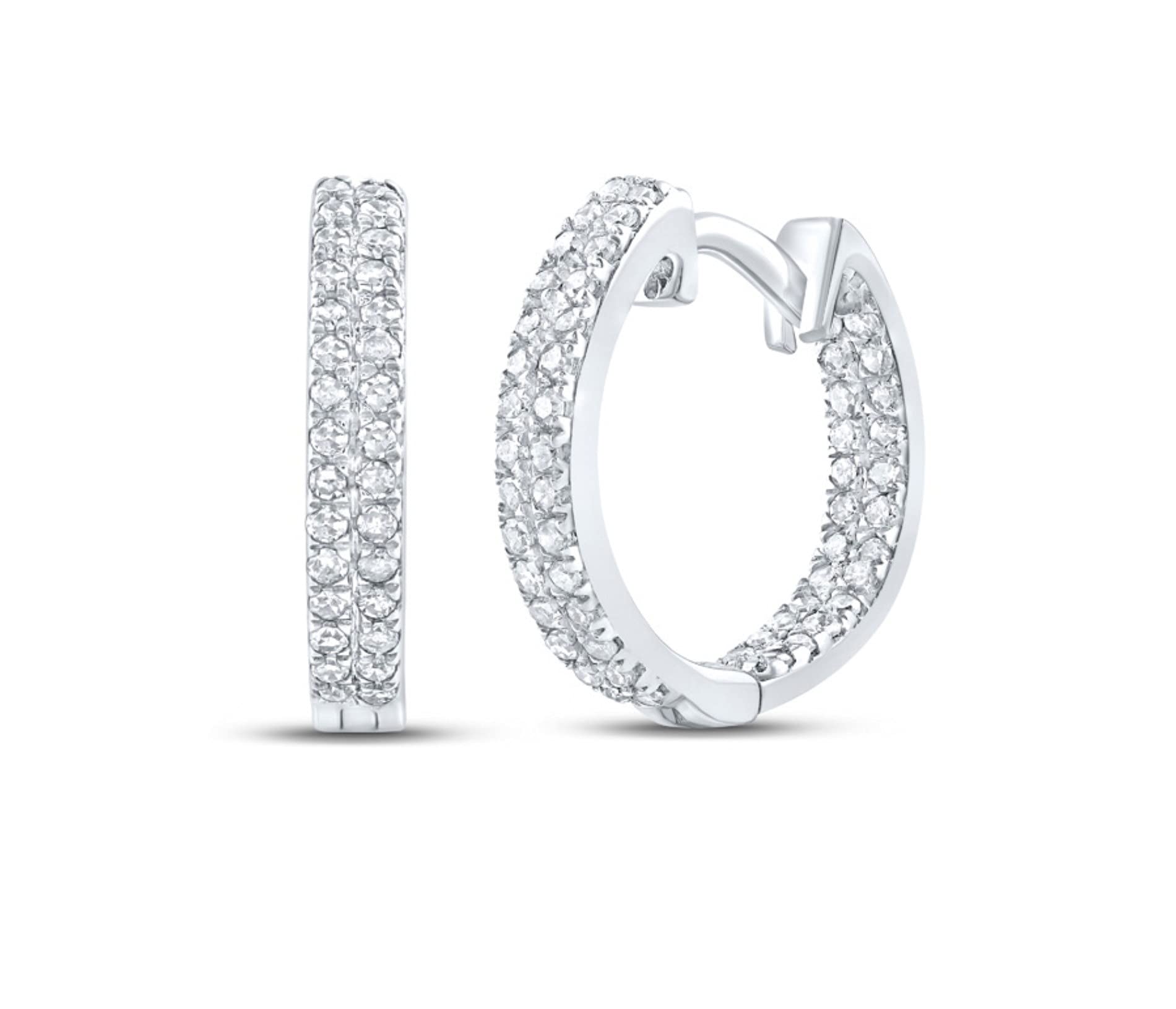 10K White Gold Diamond Hoop Earrings 1/5 Ctw.
