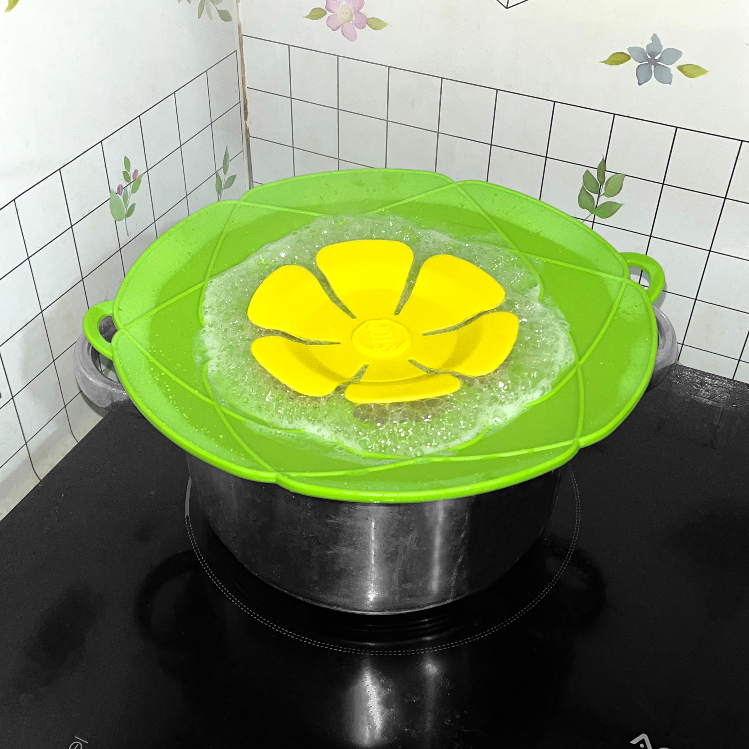 2 PCS Spill Stopper Multipurpose Lid Cover, Silicone Boil Over Safeguard Pot For Cooking Chef Boil No More, Pampered Kitchen Tool Anti Pan Flower Preventer Overflow Water Boiling, Lids Pots Safe