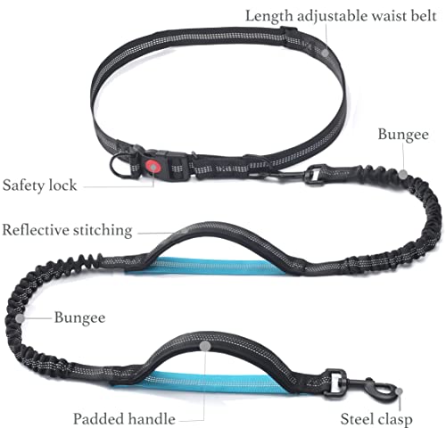 iYoShop Retractable Hands Free Dog Leash – Dual Handle Bungee Waist Leash for Small Medium and Large Large Dogs (25-150 lbs)