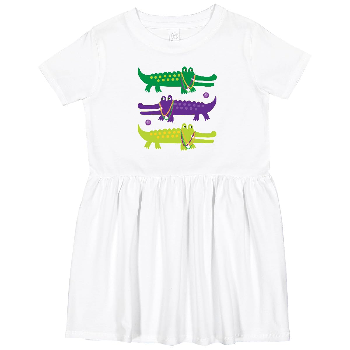 inktastic Mardi Gras Holiday Alligators Toddler Dress 2T White 393f5