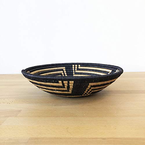 African Basket- Musoma/Rwanda Basket/Woven Bowl/Sisal & Sweetgrass Basket/Black, Tan