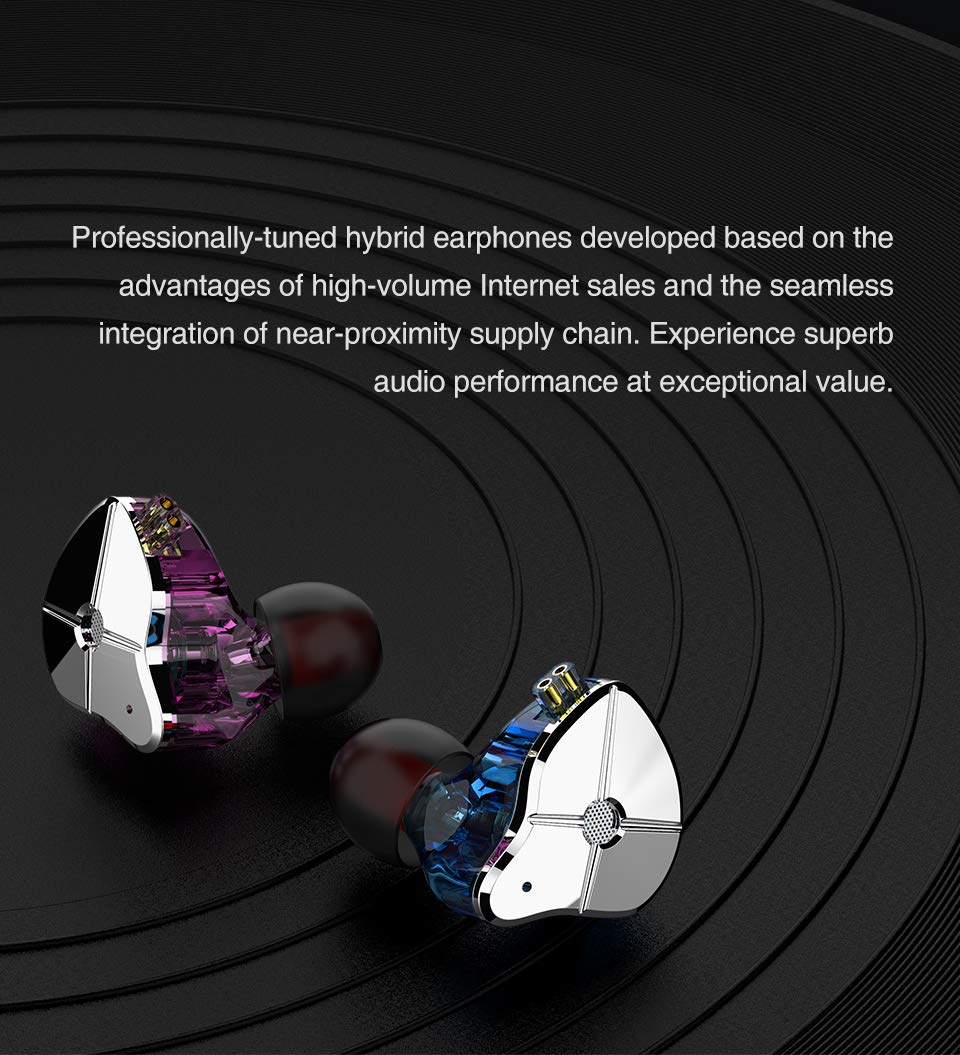 Senlee TRN ST1 in Ears Monitor 1BA 1DD Hybrid Dual Driver, in Ear Headphone Earbuds with 1 Dynamic and 1 Balanced Armature Driver TRN Headsets(No Mic, Blue)
