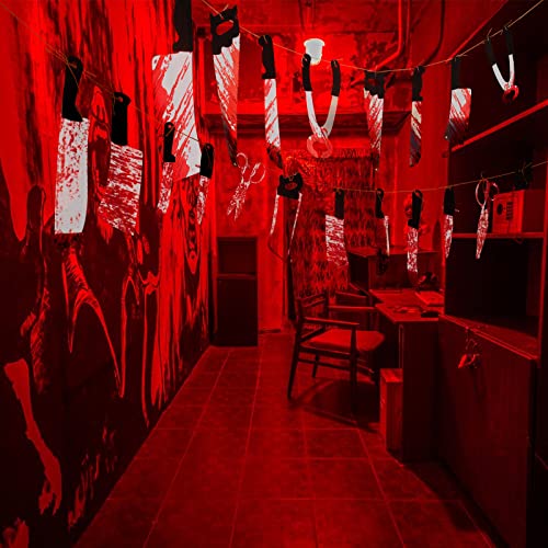 Halloween Decorations Fake Blood Weapons, Halloween Decor Bloody Garland Banner for Haunted House Halloween Horror Party Decor