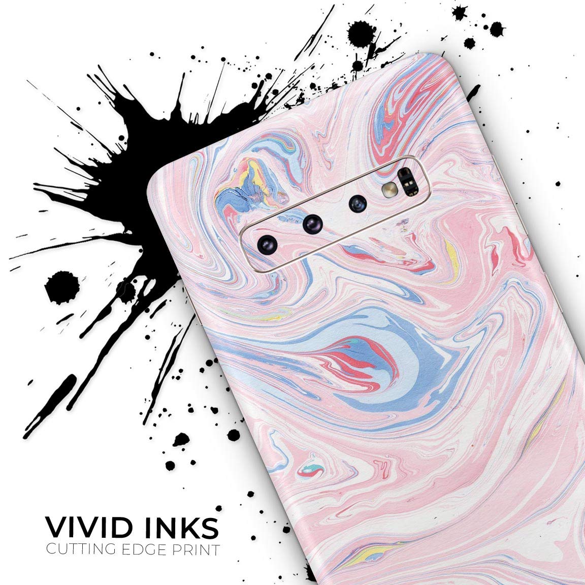 DesignSkinz Marbleized Pink and Blue Swirl V2123 Protective Vinyl Decal Wrap Skin Cover Compatible with The Samsung Galaxy S20 (Screen Trim & Back Glass Skin)