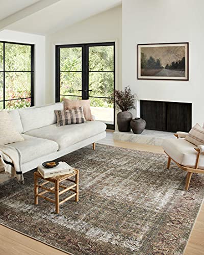 Amber Lewis x Loloi Georgie Collection GER-07 Moss/Salmon 5'-0" x 7'-6" Area Rug