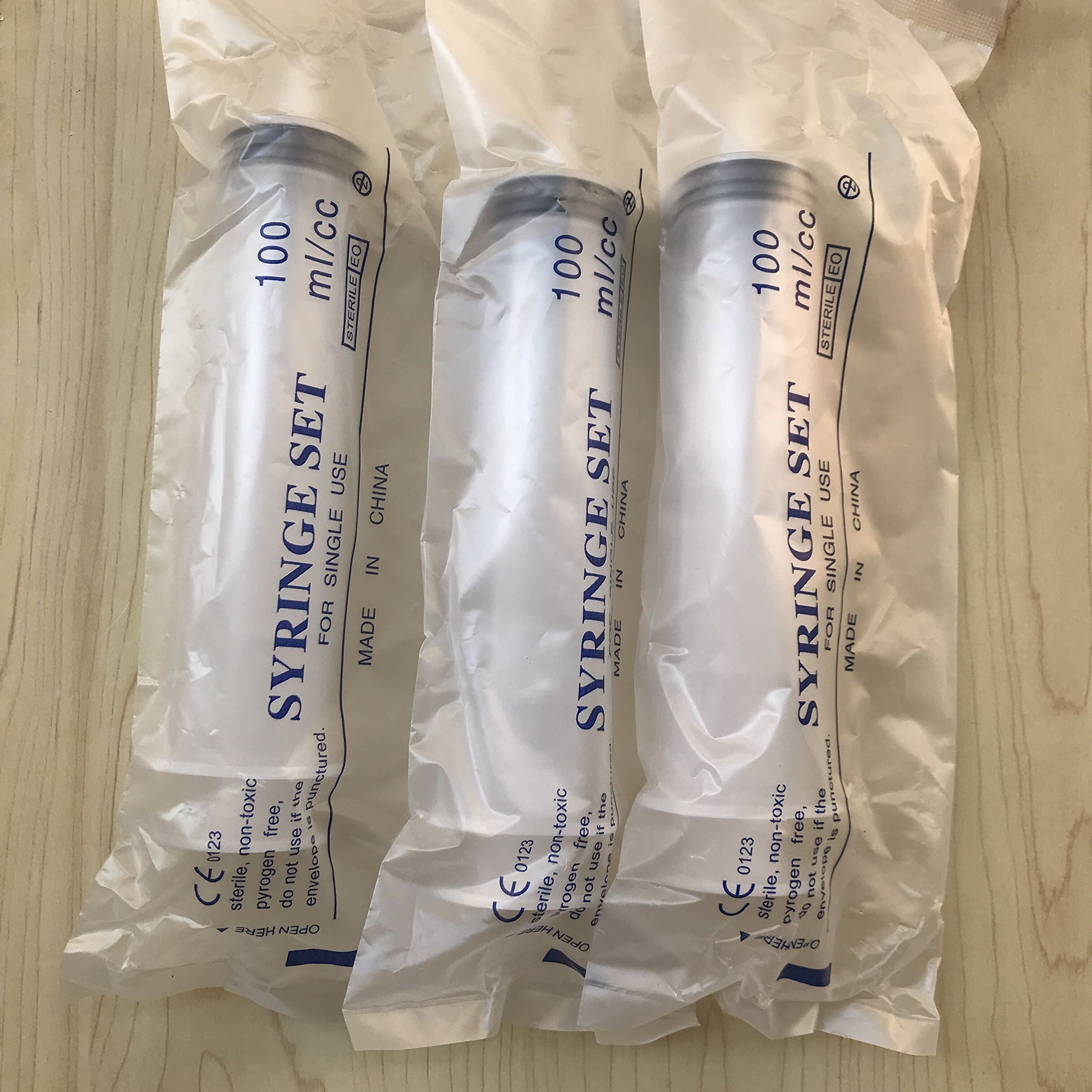 3 Pack 100ml Syringes with 14Gx1.0'' Blunt Tip Fill Needles and Storage Caps(Luer Lock)