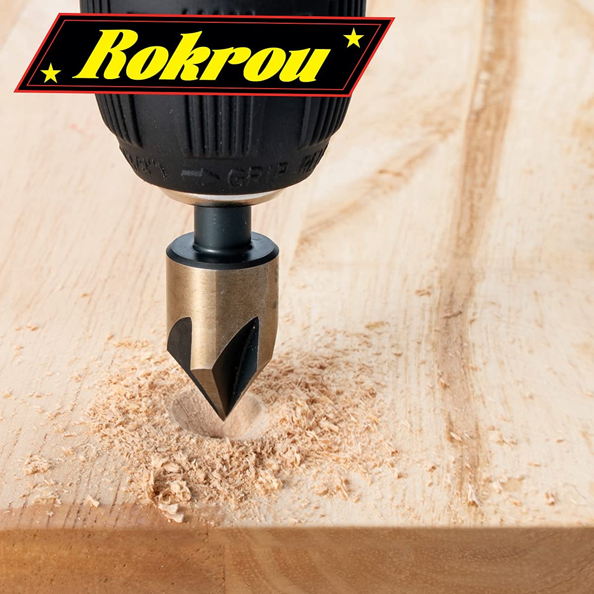Countersink Drill Bit Set 5PCS 4241 HSS 82 Degree 5 Flute 1/4 Inch Round Shank Mill Cutter Bit Sizes 1/4 3/8 1/2 5/8 3/4 Drill Bits