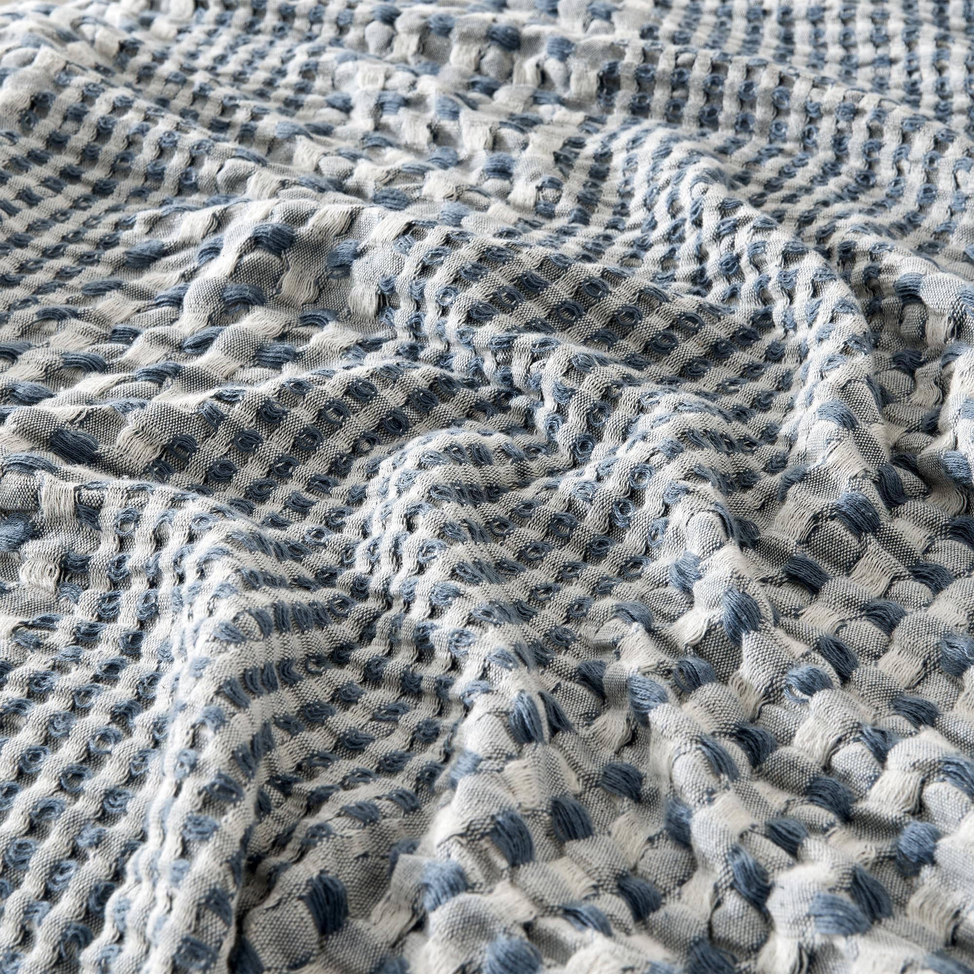 100% Cotton Blanket for Twin Size Bed - Grey Waffle Weave Lightweight Summer Bed Blanket - 90x66in Prewashed Breathable, Woven, Layering Blanket (Twin, Light Grey)