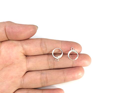 Adabele 100pcs Hypoallergenic Round Huggies Earring Hooks Leverback Earwire 14mm Long Sterling Silver Plated Brass Connector CF262-1