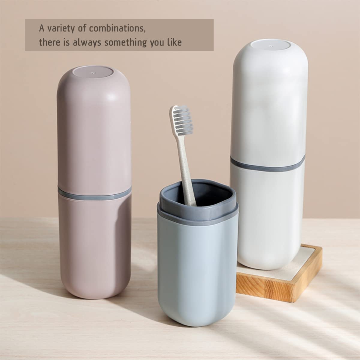 2PCS Travel Toothbrush Cup Case Portable Toothbrush Travel Holder Travel Toothbrush Containers Toothpaste Storage for Travel School Bussiness Trip Bathroom, Blue White