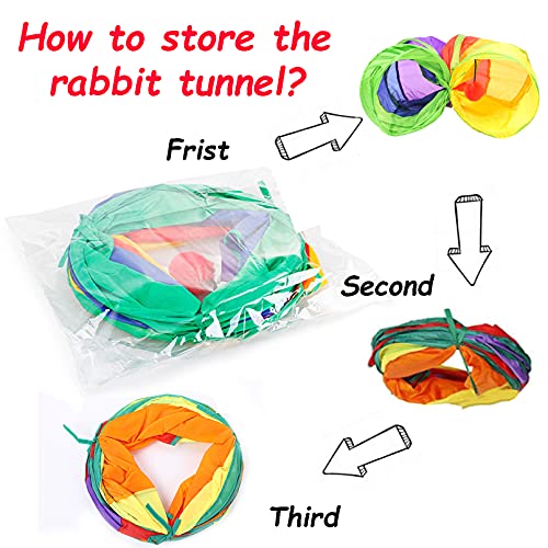 Bunny Hideout, Rabbit Tunnels and Tubes, 3 Pack of Grass Balls - Collapsible Hideaway Small Animal Activity Tunnel Toys for Chinchillas Ferrets Guinea Pigs Gerbils Hamsters Rats, Size - 47 x 10 in