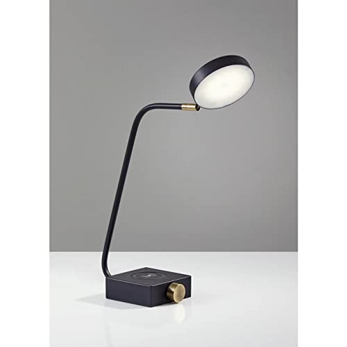 Adesso 3618-01 Conrad LED Desk Lamp Wireless Charging, 7W LED, 5W QI, USB Port, Indoor Lighting Lamps