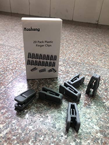 Aoshang 20 Pack Plastic Finger Clips for Hangers,Slim-line Finger Clips Plastic Hanger Clip for Velvet Hangers or Hanger (Gray)