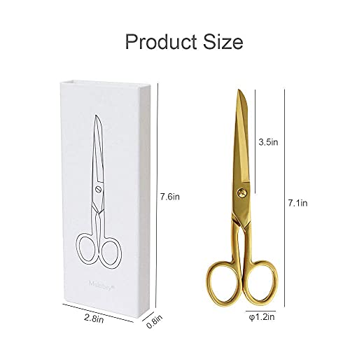 Buqoo Scissors Gold, 7 in, sharp, left hand/right hand. Gold Scissors Can Be Used As a Gift for Craft Lovers (With Gift Box)