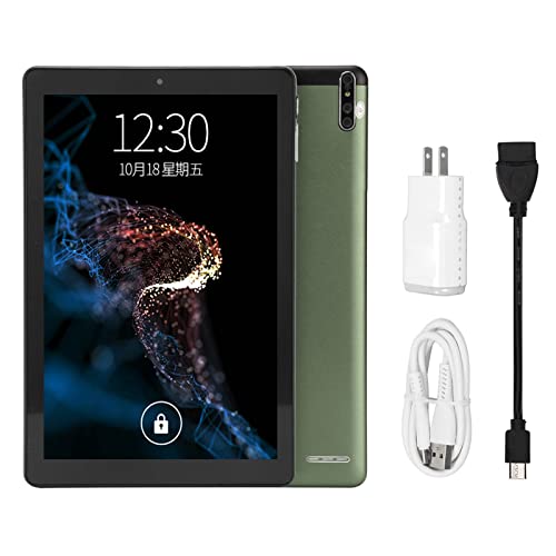 10.1 Inch Tablet, 6GB 128GB HD Tablet Green 100240V 2.4G 5G WiFi for 11.0 for Reading (US Plug)