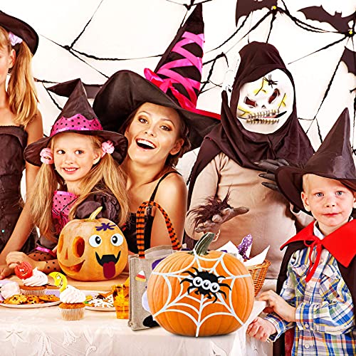 Halloween Pumpkin Sticker 12 PCS Halloween Felt Stickers Glitter Felt Stickers Self Adhesive Pumpkin Decorating for Kids Halloween Pumpkin Face Stickers Crafts