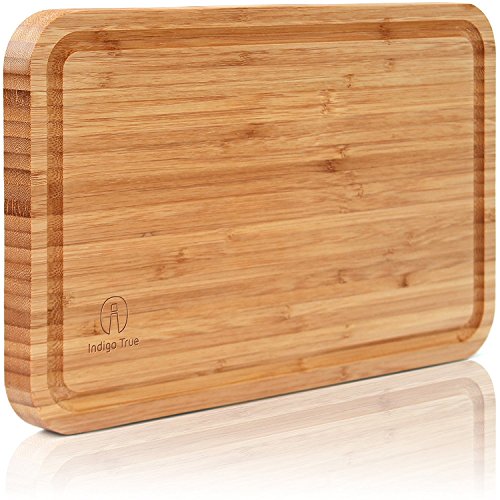 Bamboo Cutting Board with Juice Groove - Convenient Size 8âx13â | Extra Thick Board | Serving Tray | Food Plating - Kitchen Essentials for New Home