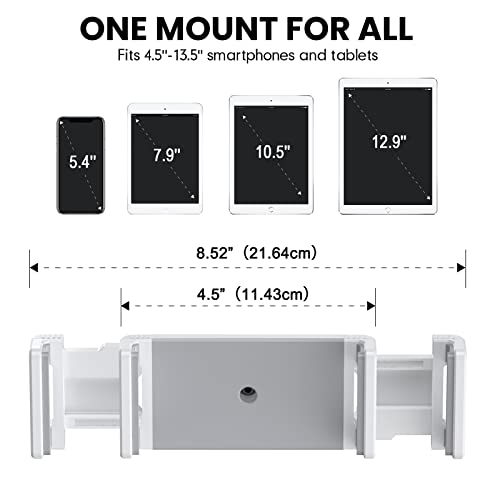 AboveTEK Tablet Stand Holder, 360 Swivel Angle Height Adjustable Cell Phone Holder for Desktop, Aluminum iPad Mount Fits 4.5"-13.5" Tablet/Phones Such as iPhone Samsung, iPad, Switch, Kindle(Silver)