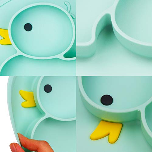 Baby Divided Plate Silicone 2 Set- Portable Non Slip Child Feeding Plate for Children Babies and Kids BPA Free Baby Dinner Plate Microwave Dishwasher Safe