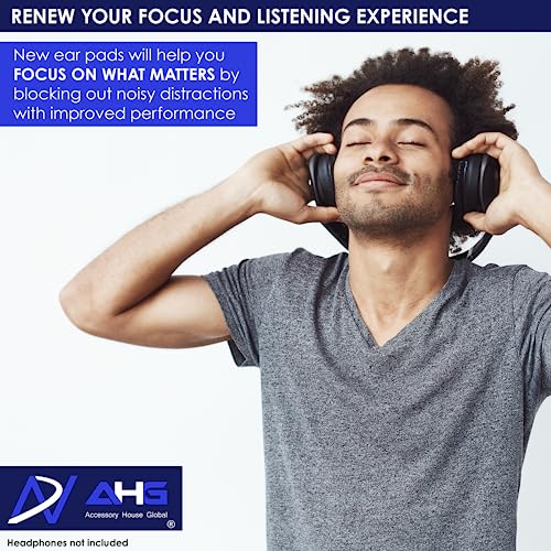 AHG Premium QC35 replacement ear pads cushions compatible with Bose QuietComfort 35 / Bose QC35 II noise cancelling headphones (Black). Premium Protein Leather, Extra Thick High-Density Foam & Durable