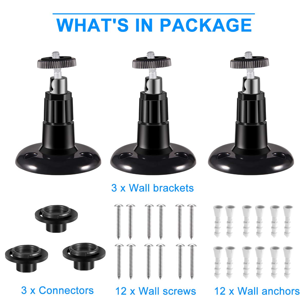 3rd & 4th Gen Blink Outdoor Camera Mounts, Aotnex All-New 360 Degree Adjustable Cover Surveillance Wall Mounts for Blink Outdoor Indoor Home Security Camera System (3 PCS, Black)