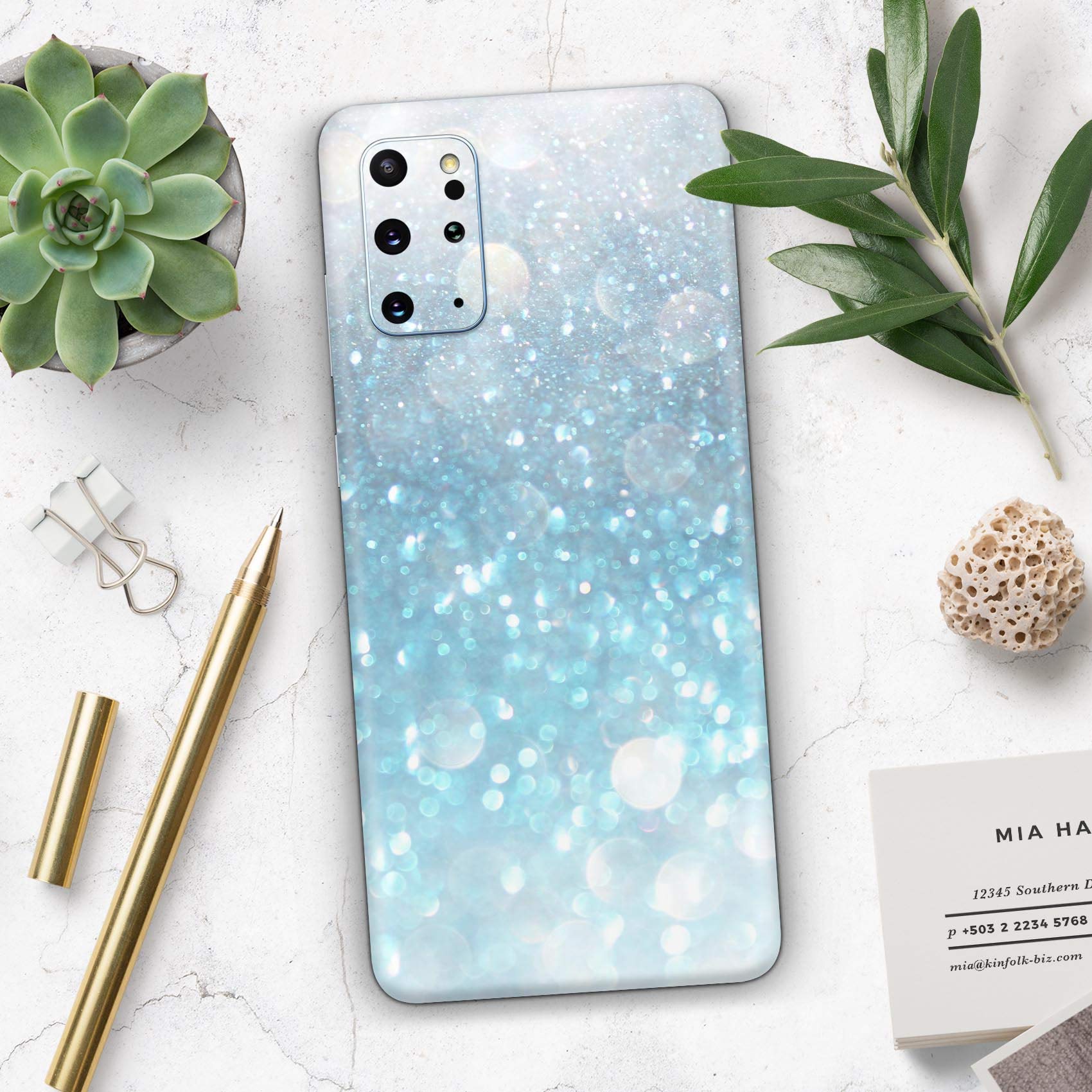 DesignSkinz Unfocused Abstract Blue Rain Protective Vinyl Decal Wrap Skin Cover Compatible with The Samsung Galaxy S20 (Screen Trim & Back Glass Skin)
