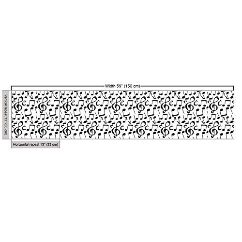 Ambesonne Music Fabric by The Yard, Sketchy Musical Notes and Melody Entertainment Fine Arts Theme Pattern, Decorative Fabric for Upholstery and Home Accents, 1 Yard, White Black