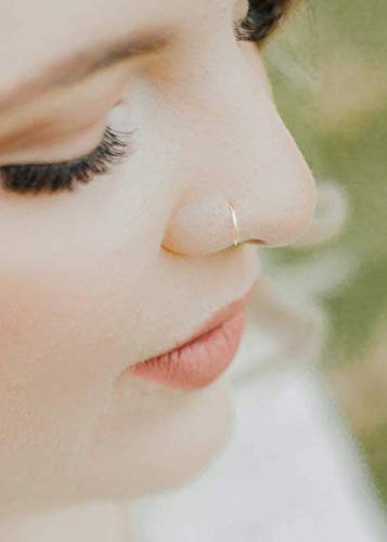 22g 7mm 14k Solid Gold Snug Fitting Nose Ring Hoop 22 Gauge Piercing Jewelry