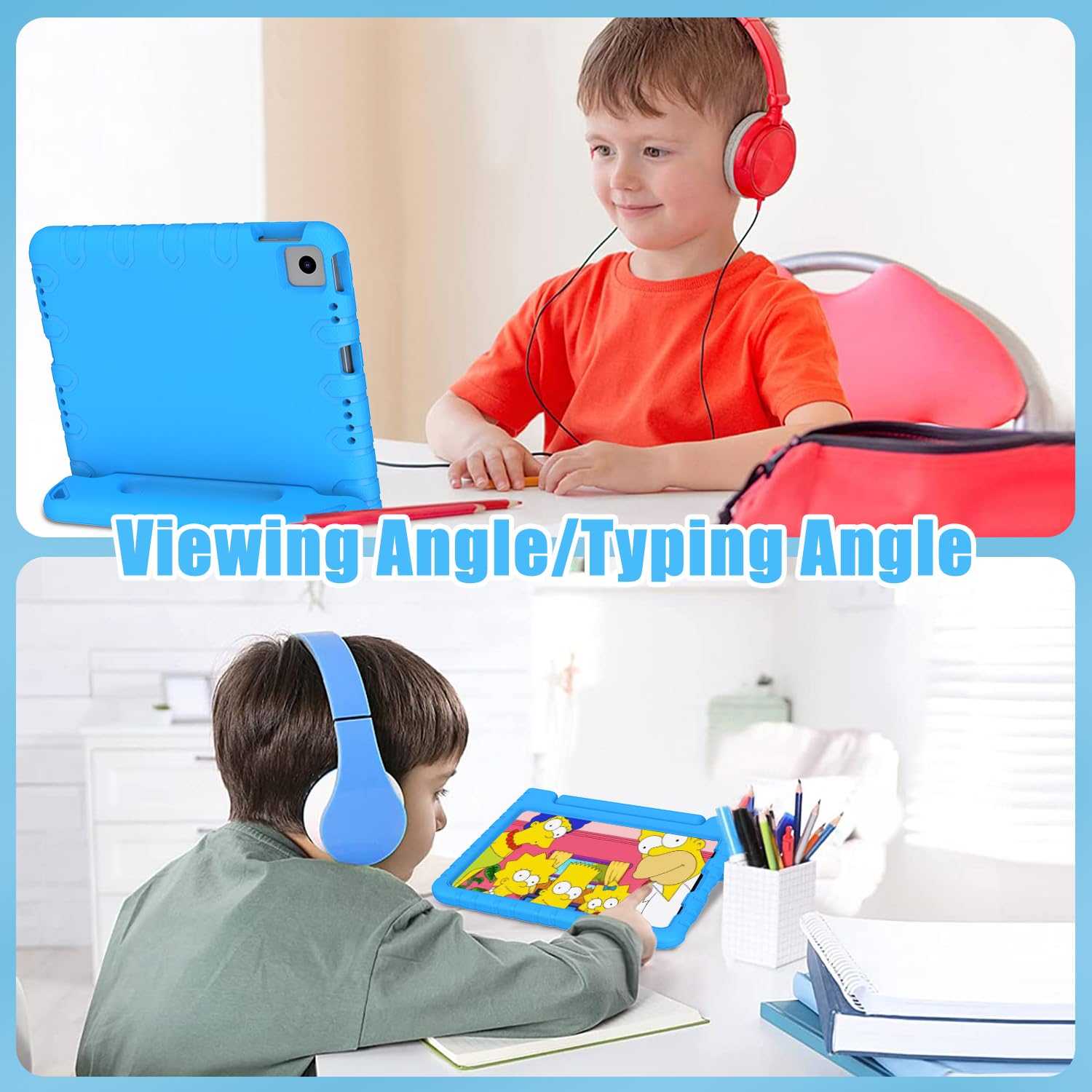 AVAWO Kids Case for iPad Air 6th Generation 2024(M2)/Air 5 2022/Air 4th 2020, iPad Air 10.9 Case & Pro 2nd/3rd Gen- Light Weight Shockproof Handle Stand Case for Kids Child Toddlers Boys, Blue