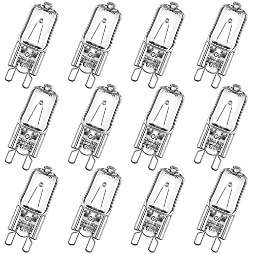 12 Pcs Mini Halogen Bulb Reptile Light G9 Uvb Bulbs Lamp Basking and Night Time Bulb Halogen Bulbs Beads Heat Lamp for Reptiles (50 Watts)