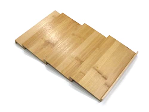 Bamboo Spice Rack Drawer Organizer - 10 in Width - Interlocking Low Profile Pieces with Anti-Slip Tape - Combine or Split Sets for Two Separate Drawers or Different Size Drawers
