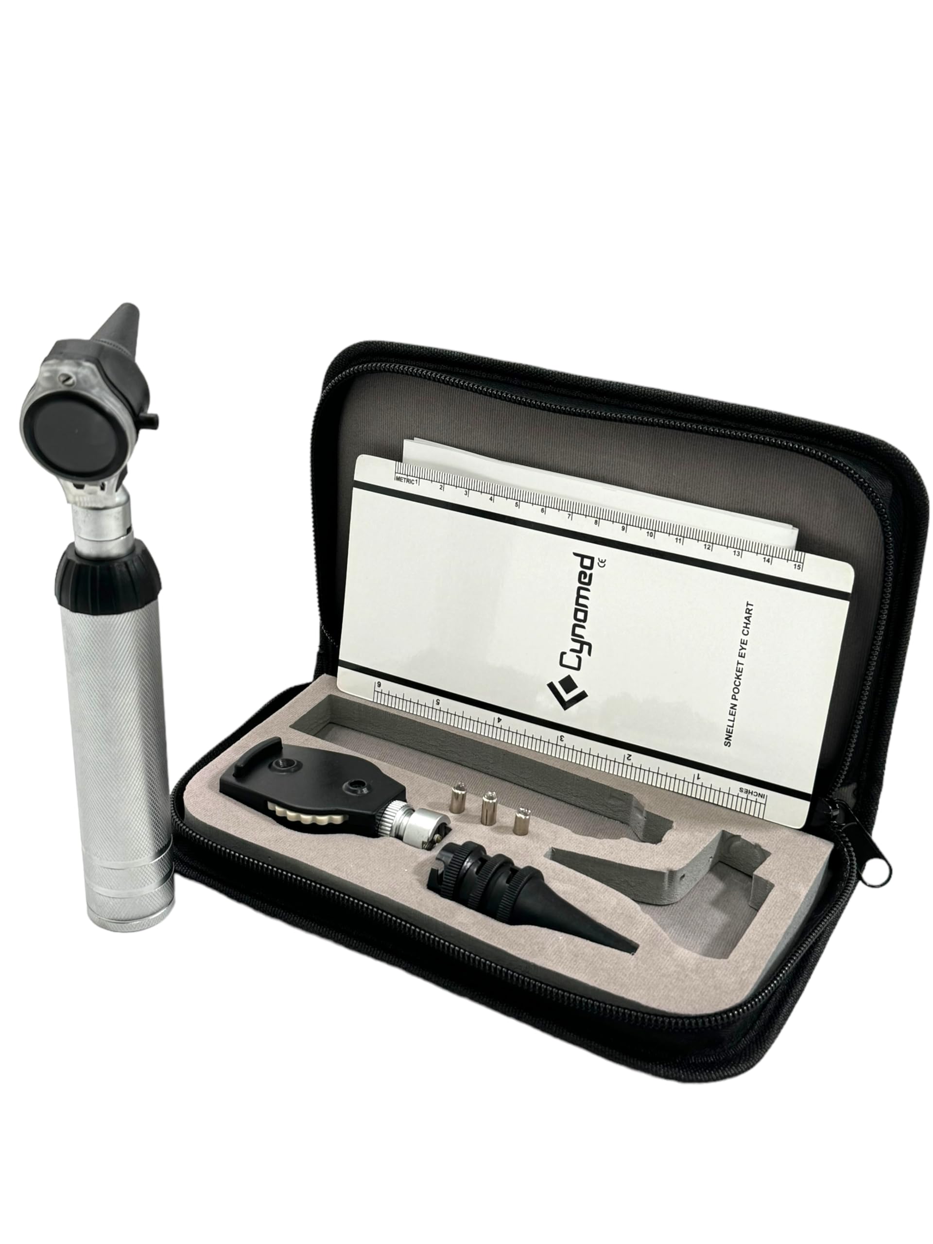 Cynamed Otoscope Set-3.2V Bright White LED Otoscope Set with Accessories - The Perfect Tool for Nurses (Zipper Leather Case)